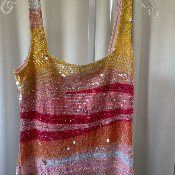 STAUD | Dresses | Staud Le Sable Sunset Suns Beaded Mini Dress With Leg ...